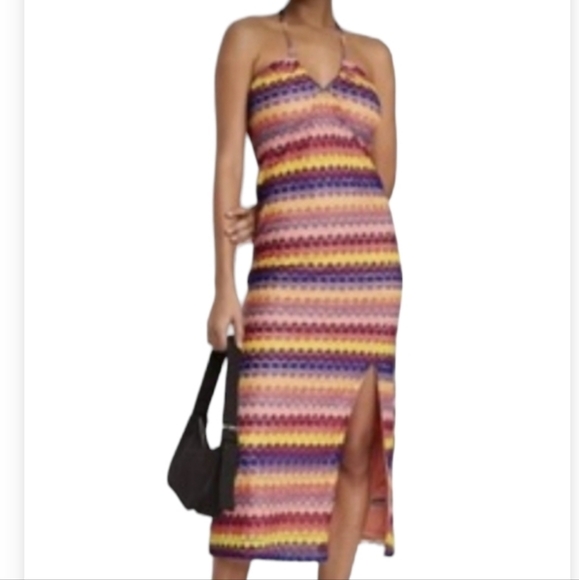 wild fable | Dresses | Wild Fable Crochet Overlay Midi Halter Dress ...